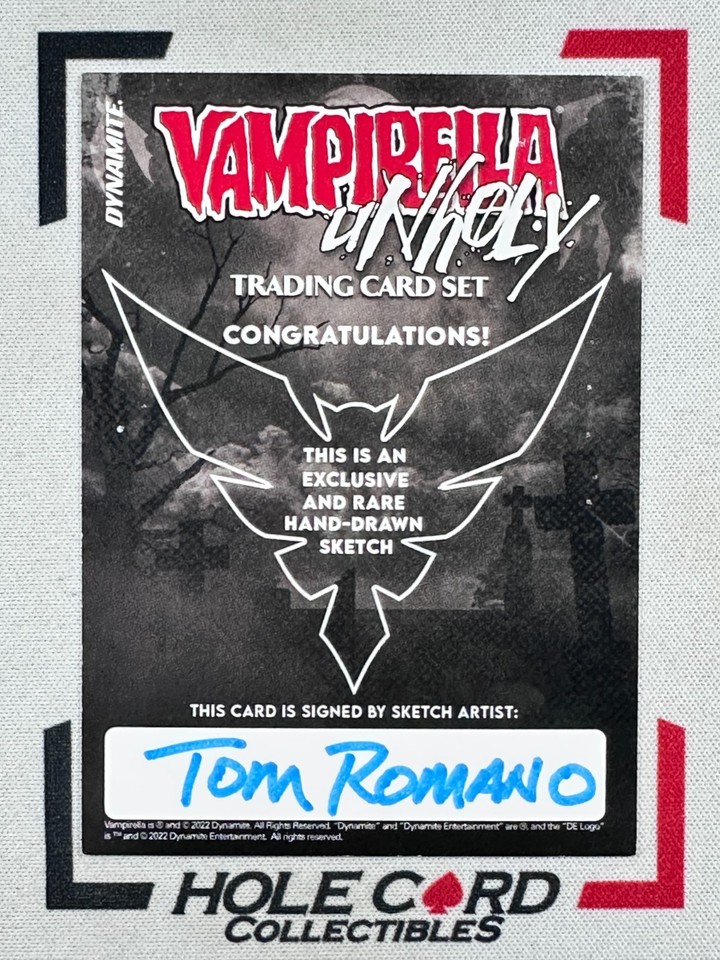 VAMPIRELLA 2022 Dynamite Draclua Unholy Sketch Card 1/1 By Tom Romano ...