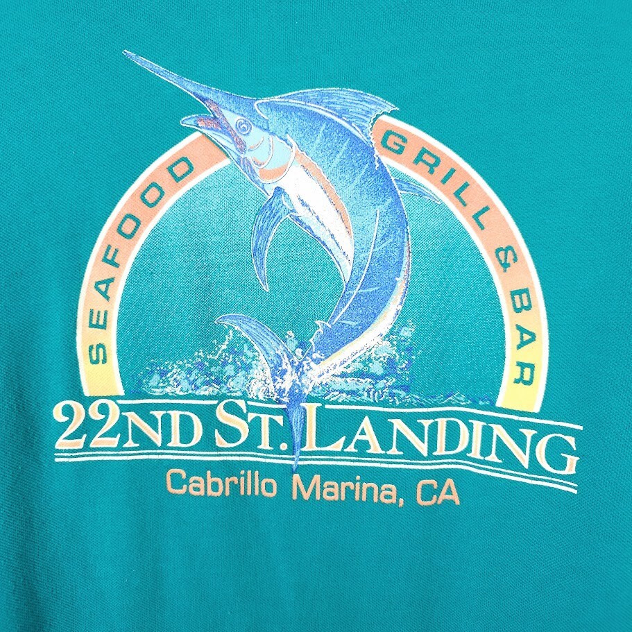 Vintage Marlin Fish Polo Shirt Mens Size XL Blue 22nd St Landing Made ...