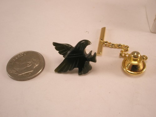 Green Stone Eagle Hawk Striking Vintage Tie Tack Lapel Pin bird of prey ...