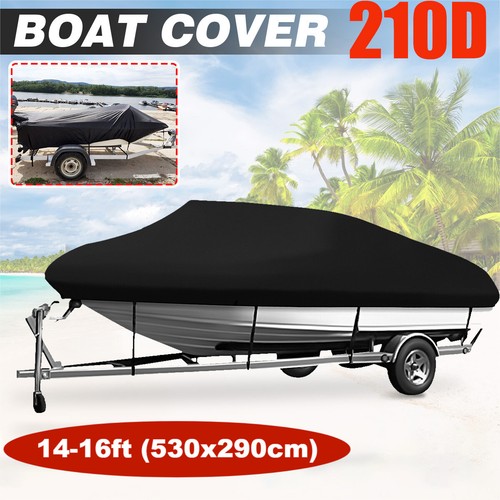 Boat Cover 14-16ft Trailerable Marine 210D Waterproof UV Protector ...