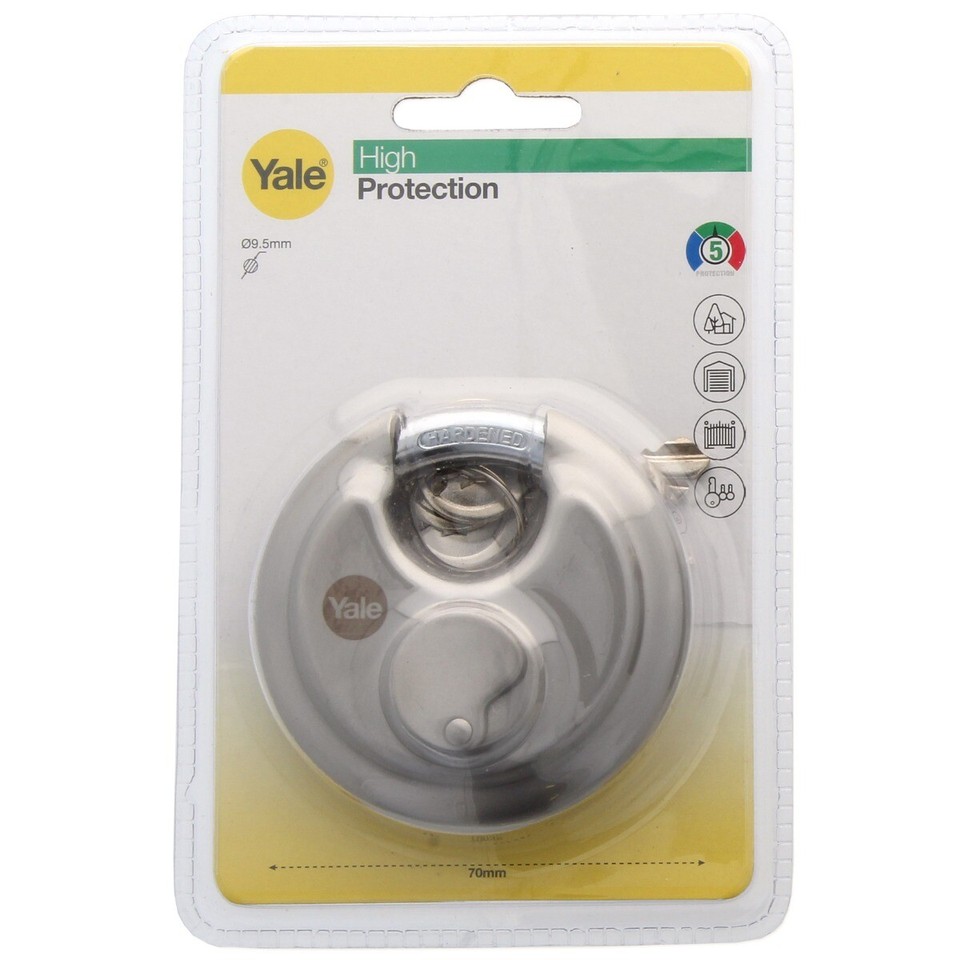 YALE 70MM DISCUS PADLOCK Circular Toolbox Shed Storage Locker High ...