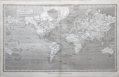 1807 DATED MAP THE WORLD MERCATORS PROJECTION NORTH AMERICA EUROPE ASIA ...