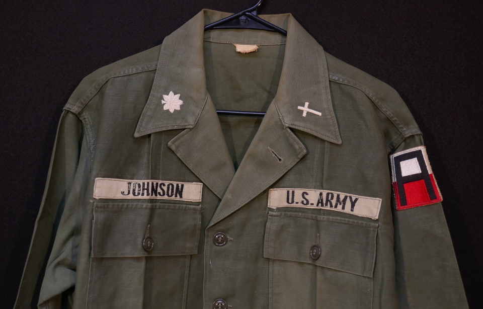 Cold War US 1st Army Chaplain LTC Johnson Cotton Shirt Sateen OG-107 ...