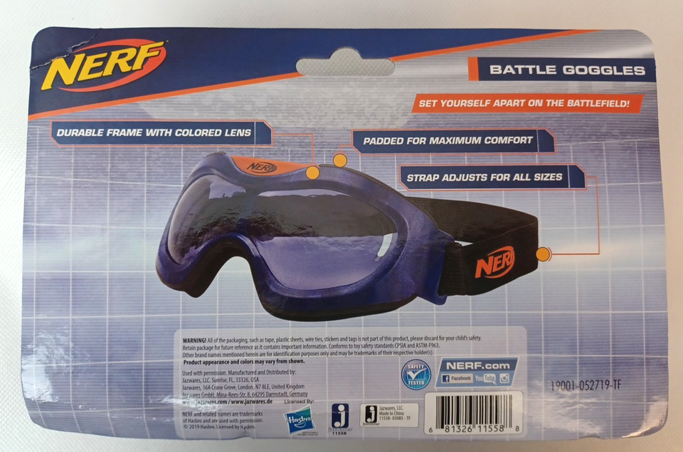 Nerf Mask Battle Goggles Blaster Protection Blue Kids Toy Eye Safety ...