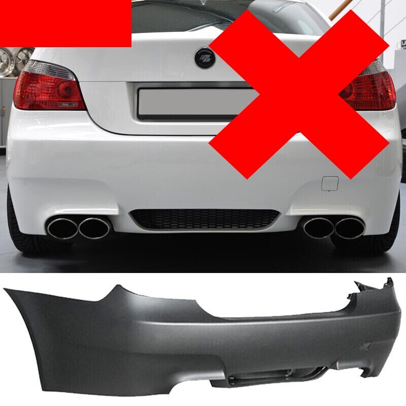 BMW E60 E61 m tech m sport rear diffuser twin dual exhaust abs plastic ...