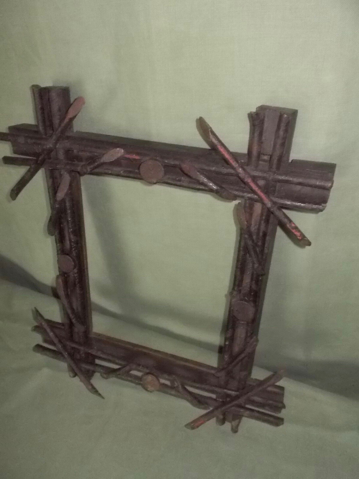 RUSTIC Adirondack Twig & Wood PICTURE FRAME American FOLK ART for 8x10 ...