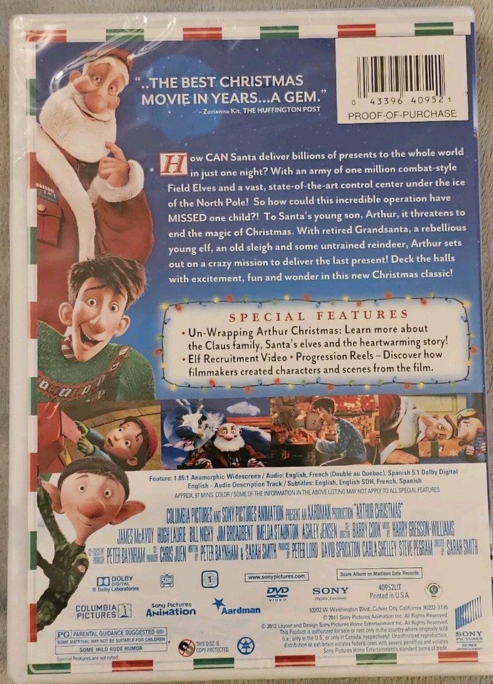Arthur Christmas (DVD, 2012) BRAND NEW SEALED!! 43396409521| eBay