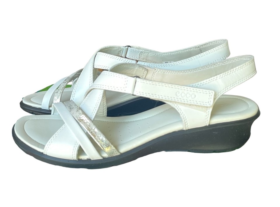 ECCO Womens Felicia Sandals Size 41 New In Box White Low Heel | eBay