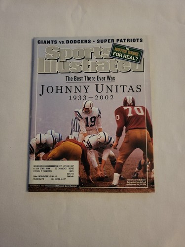 2002 September 23, Sports Illustrated Magazine, Johnny Unitas,(CP167 ...
