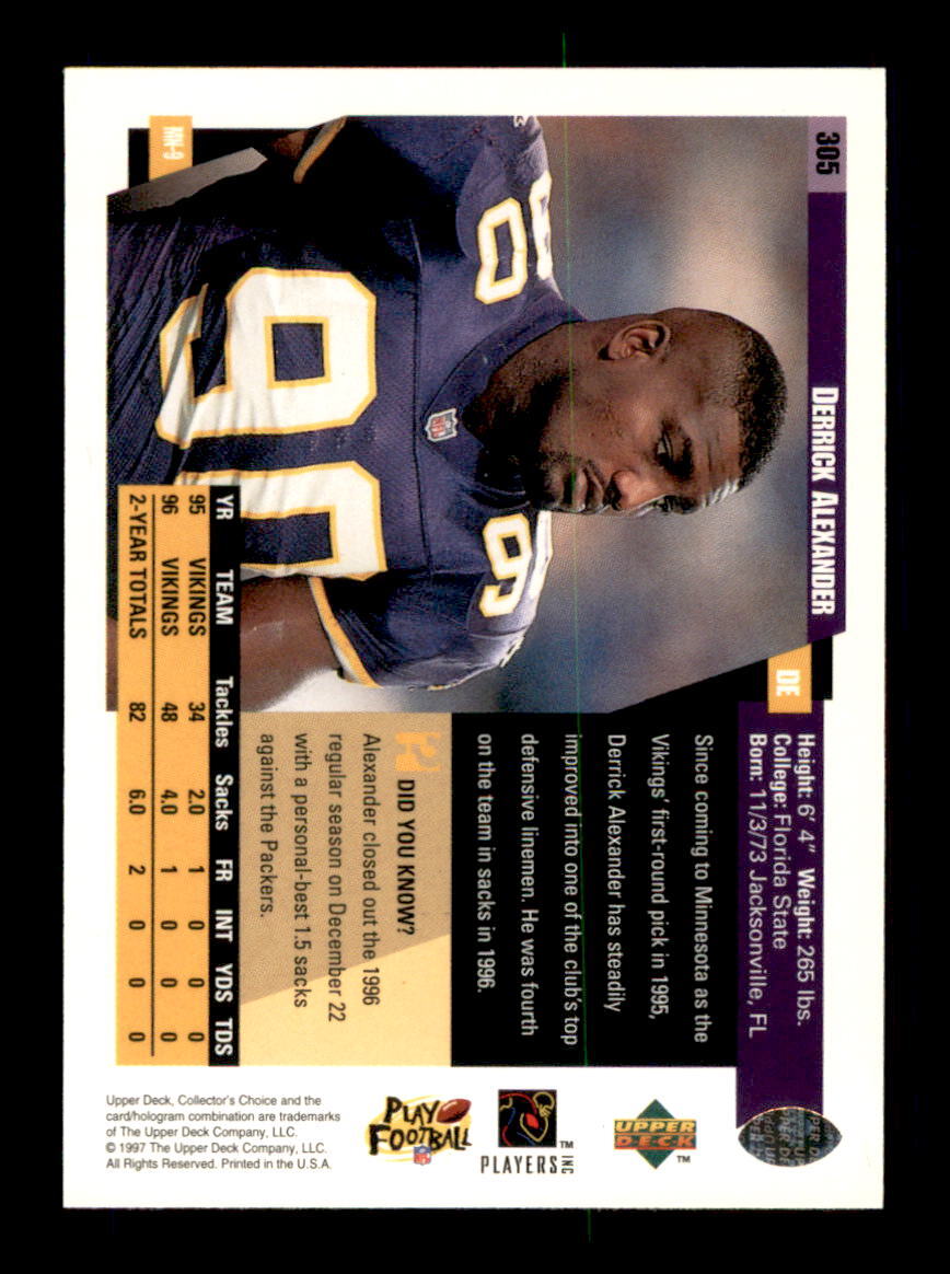 1997 Football Upper Deck Derrick Alexander Minnesota Vikings #305 | eBay