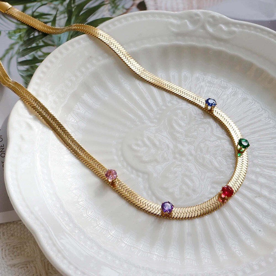 Multi Colour Herring Bone Snake Collar Necklace | eBay