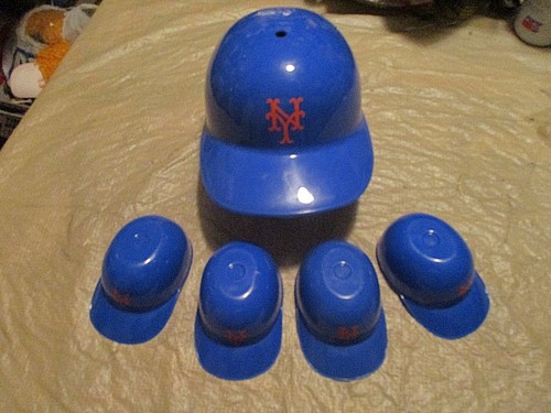 NEW YORK METS 1969 LAICH REPLICA BATTING HELMET & 4 VTG. ICE CREAM BOWL ...