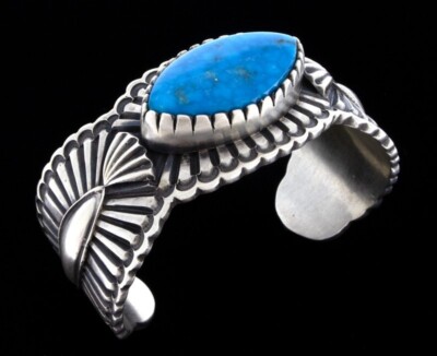 Natural Kingman Turquoise Bracelet By Navajo Artist Derrick Gordon | eBay