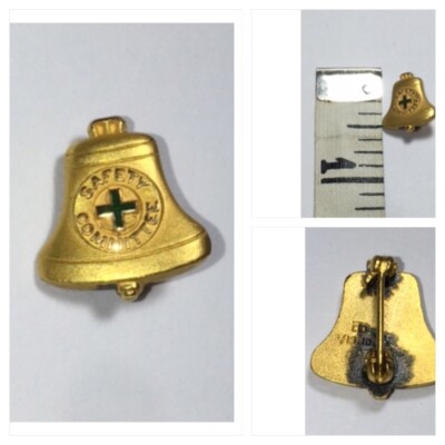 CTO Safety Committee Bell Shaped Lapel Pin Green Cross 1/10 10K Gold ...