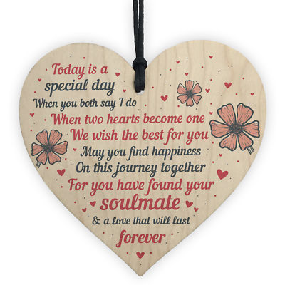 Wedding Gift Wooden Heart Plaque Mr And Mrs Good Luck Bride Groom ...