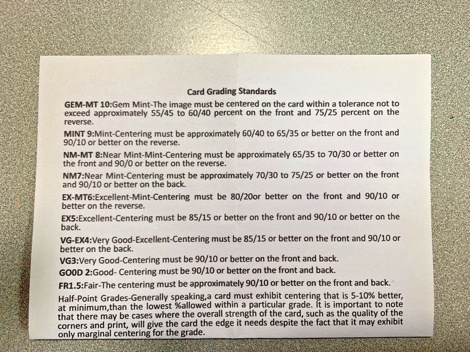 SPORTS CARD GRADING CENTERING TOOL GEM MINT PSA BGS POKEMON / SPORTS ...