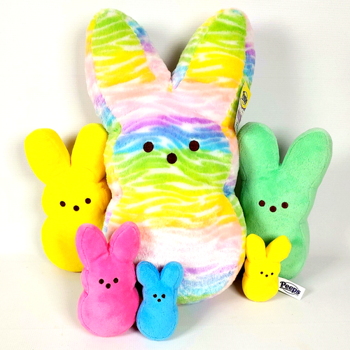 Peeps Bunny Plush Large 16" Rainbow Multi-Color Striped ~ Plus 5 More ...