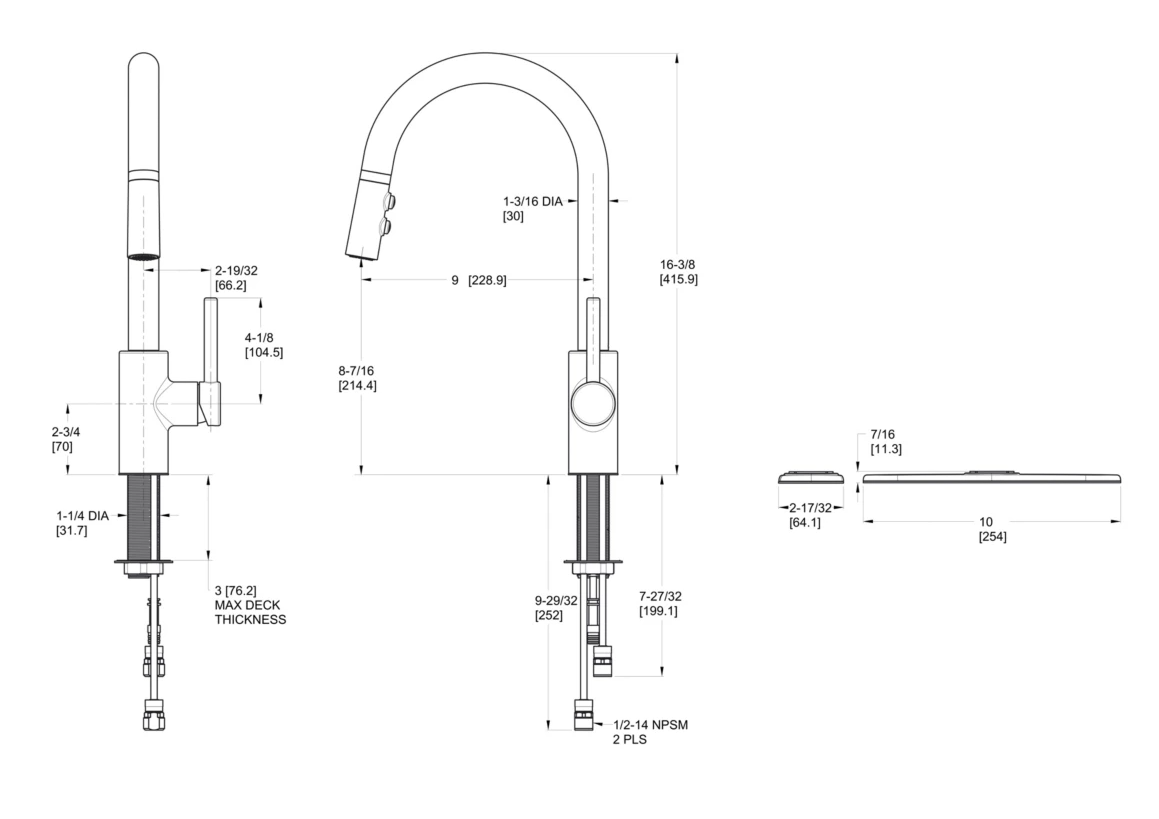 NEW PFISTER LG529-SAB Matte Black 1 or 3 Hole Pull Down Kitchen Faucet ...