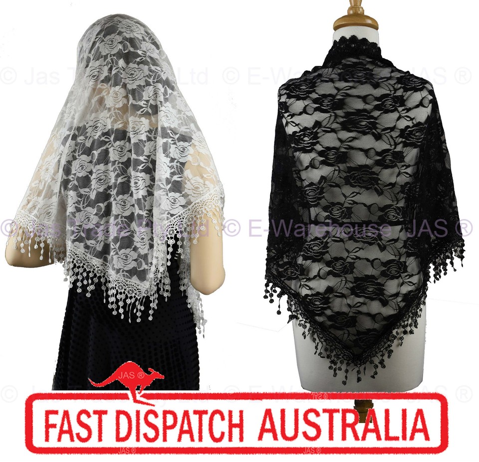 Triangle Lace Scarf Catholic Latin Mass Shawl Chapel Veil Mantilla ...