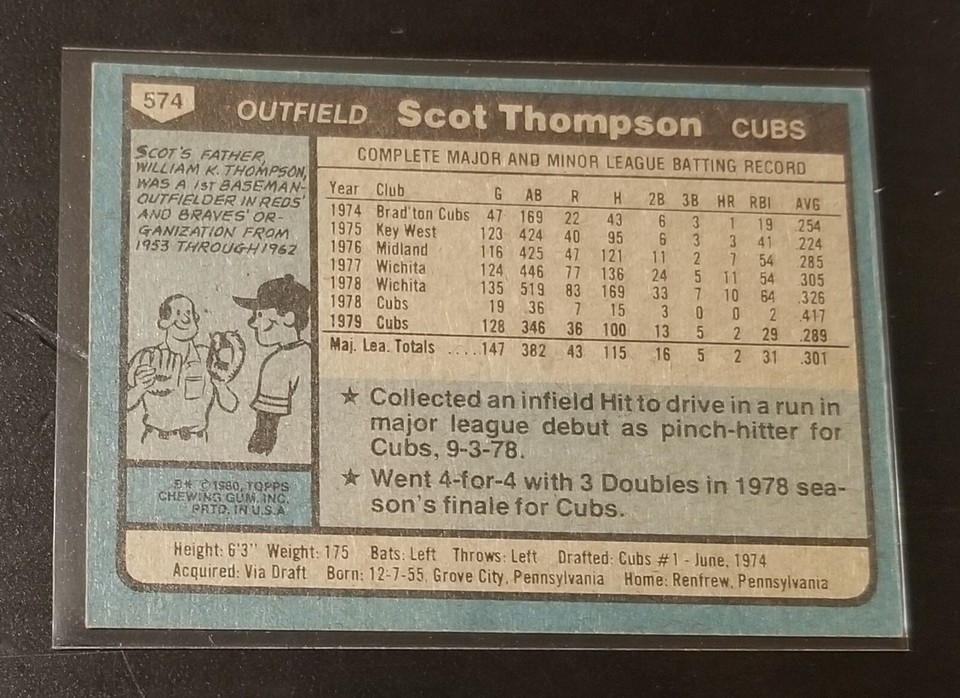 1980 Topps Baseball Scot Thompson #574 | eBay