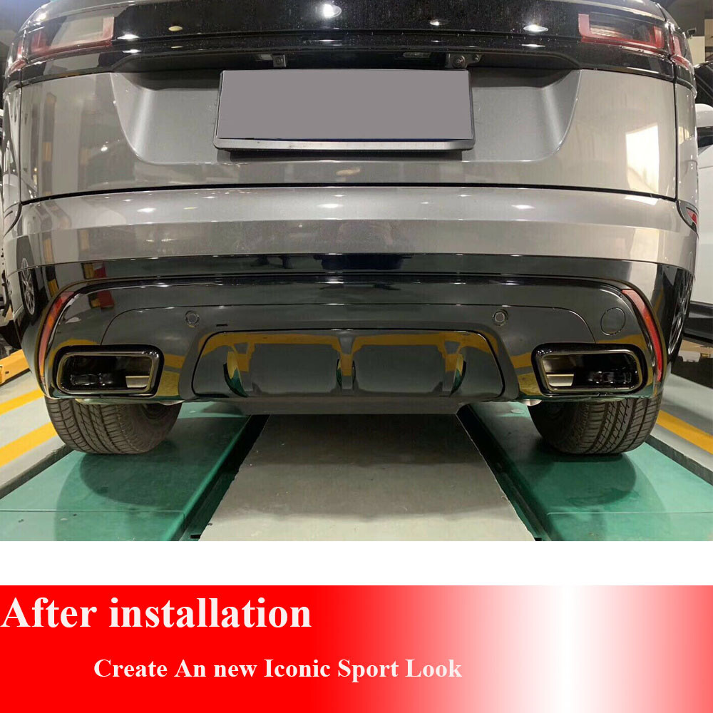 Rear Bumper Diffuser Lip W/Silver Exhaust Tips For Range Rover Velar ...