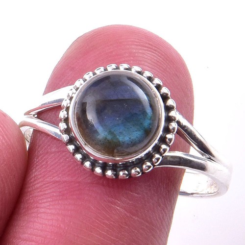 Natural Labradorite Gemstone Handmade 925 Solid Sterling Silver Ring S ...