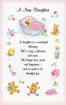 Cute NEW BABY GIRL Card, Wonderful Blessing Love by Dynamic Greetings ...