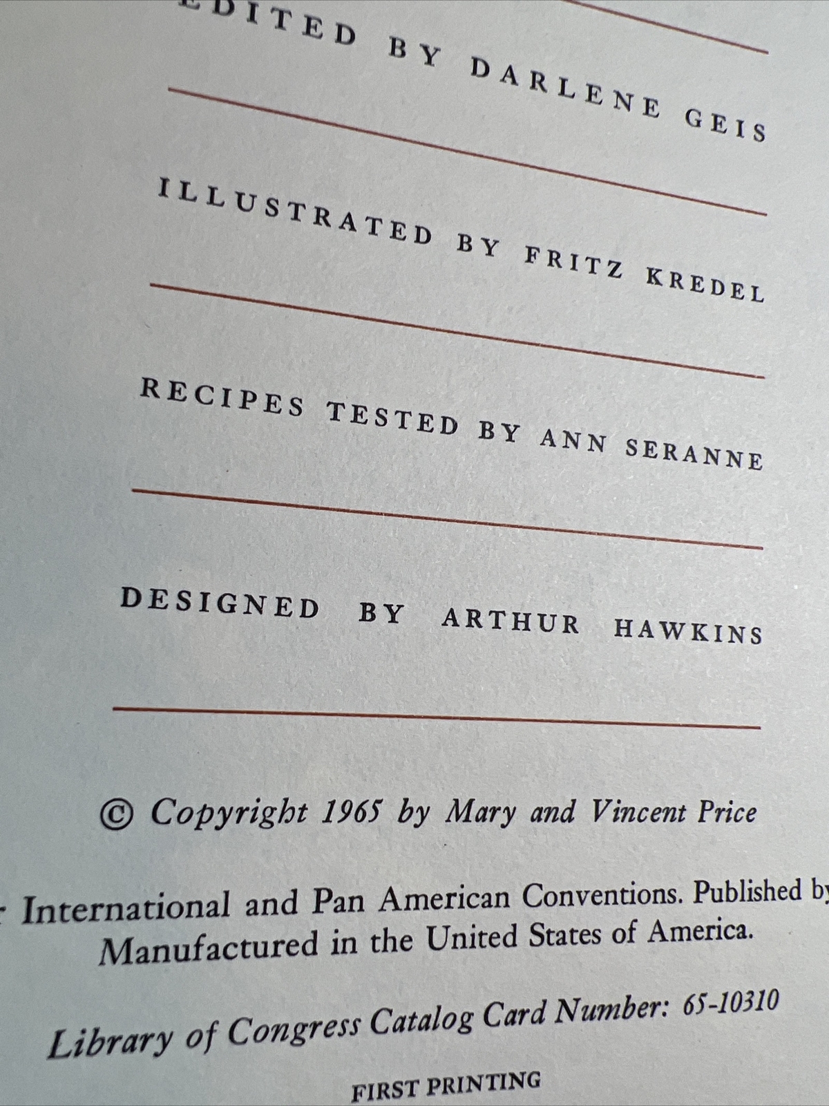 A Treasury of Great Recipes Mary & Vincent Price Cookbook Hardcover ...
