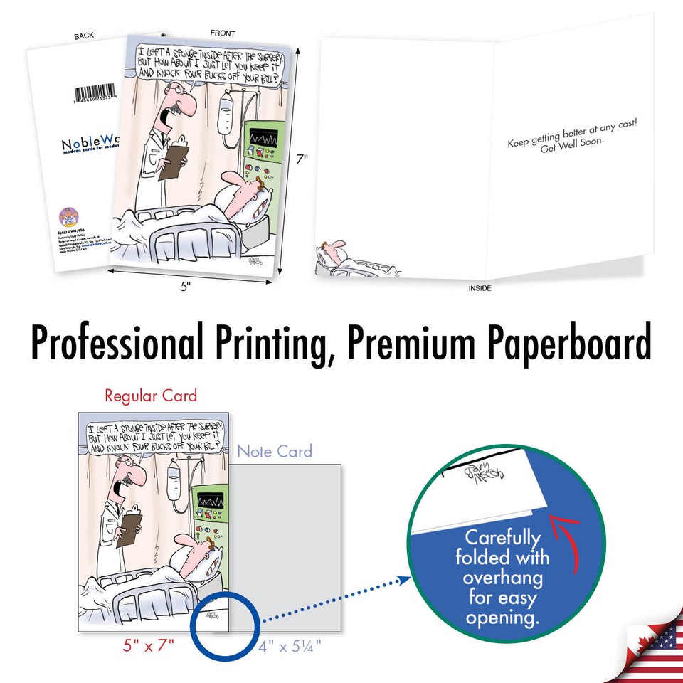 Funny Get Well Greeting Card w/ envelope - Sponge Surgery | eBay