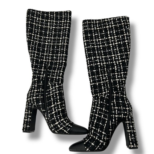 NEW Steve Madden Tweed Knee High Boots Size 7 Black Preppy Clueless ...