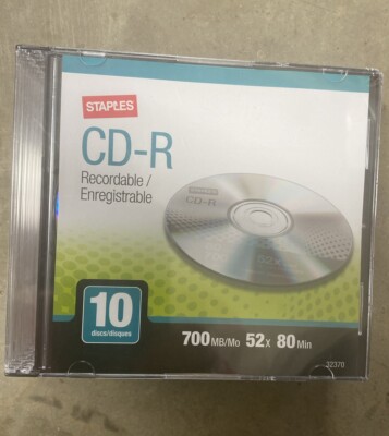Staples CD-R 10 Ea. Recordable/ Enregistrable. 700mb/mo 52x80min New | eBay