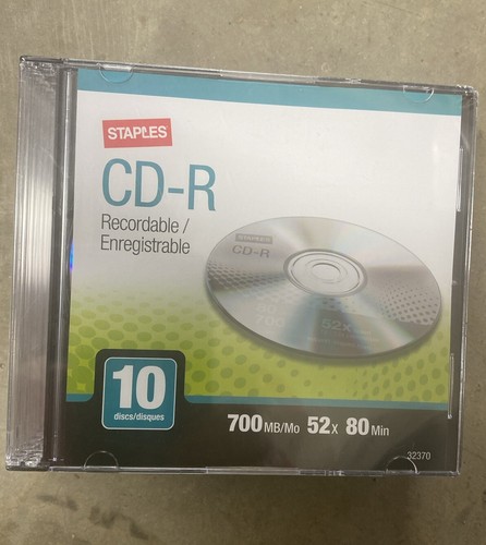 Staples CD-R 10 Ea. Recordable/ Enregistrable. 700mb/mo 52x80min New | eBay
