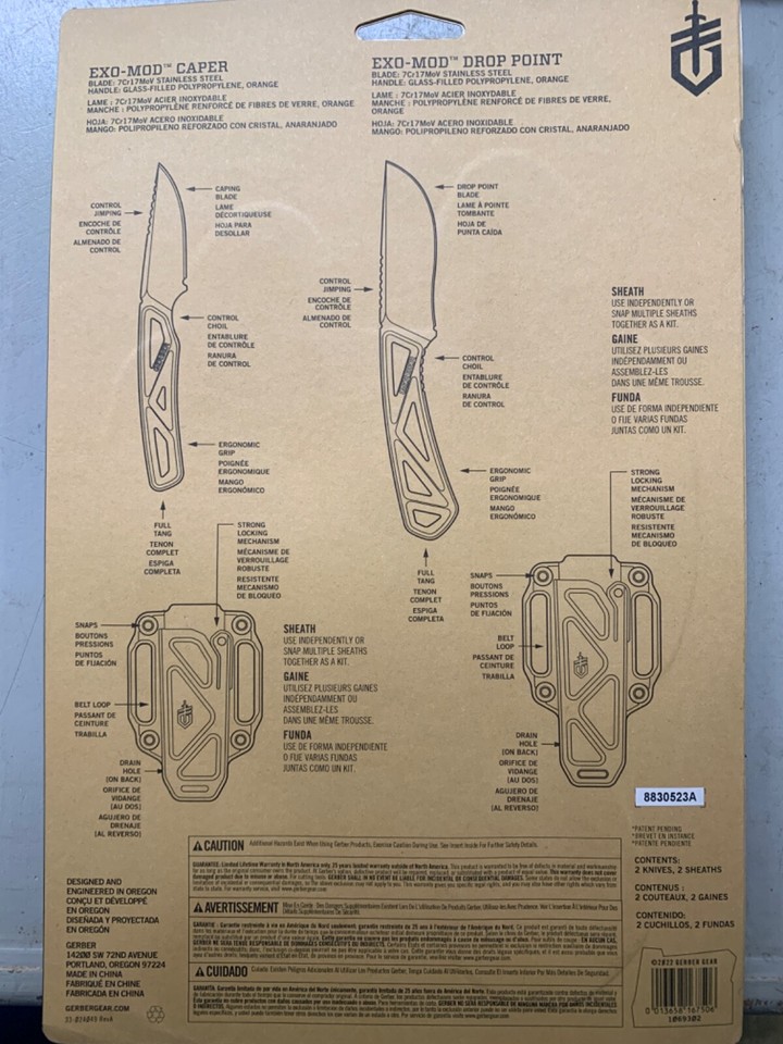 Gerber Exo-Mod Drop Point Knife & Caper Knife Combo | eBay