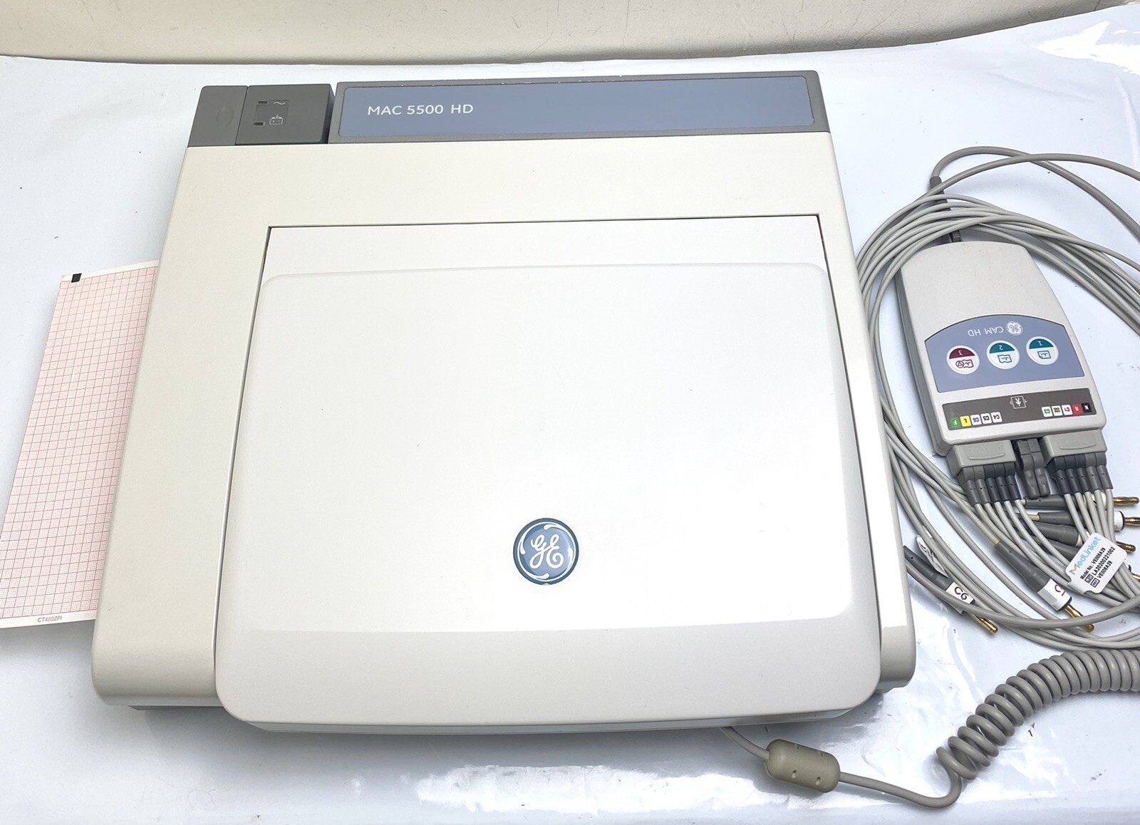 GE MAC 5500 HD COLOUR SCREEN ECG ELECTROCARDIOGRAPH EKG MACHINE + 12 ...