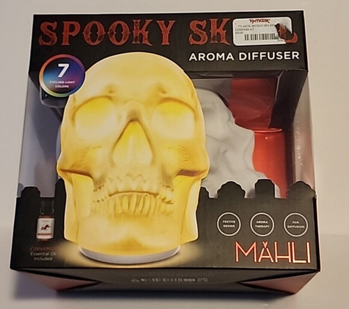 Mahli White Spooky Skull Aroma Diffuser Festive Fan Essential W ...