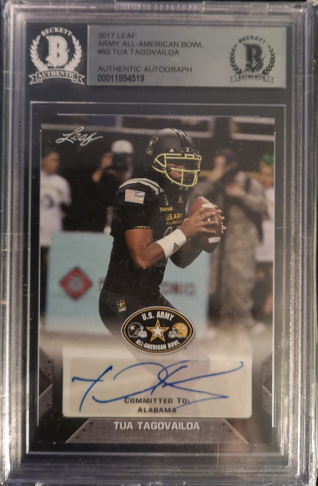 RC Mint Tua Tagovailoa Autograph 2017 Leaf U.S. Army All-American Bowl ...
