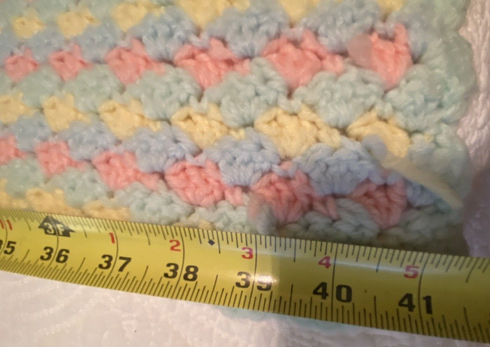 Handmade Crochet Baby Blanket Afghan 41”x 55” Pink & Blue Pastels | eBay
