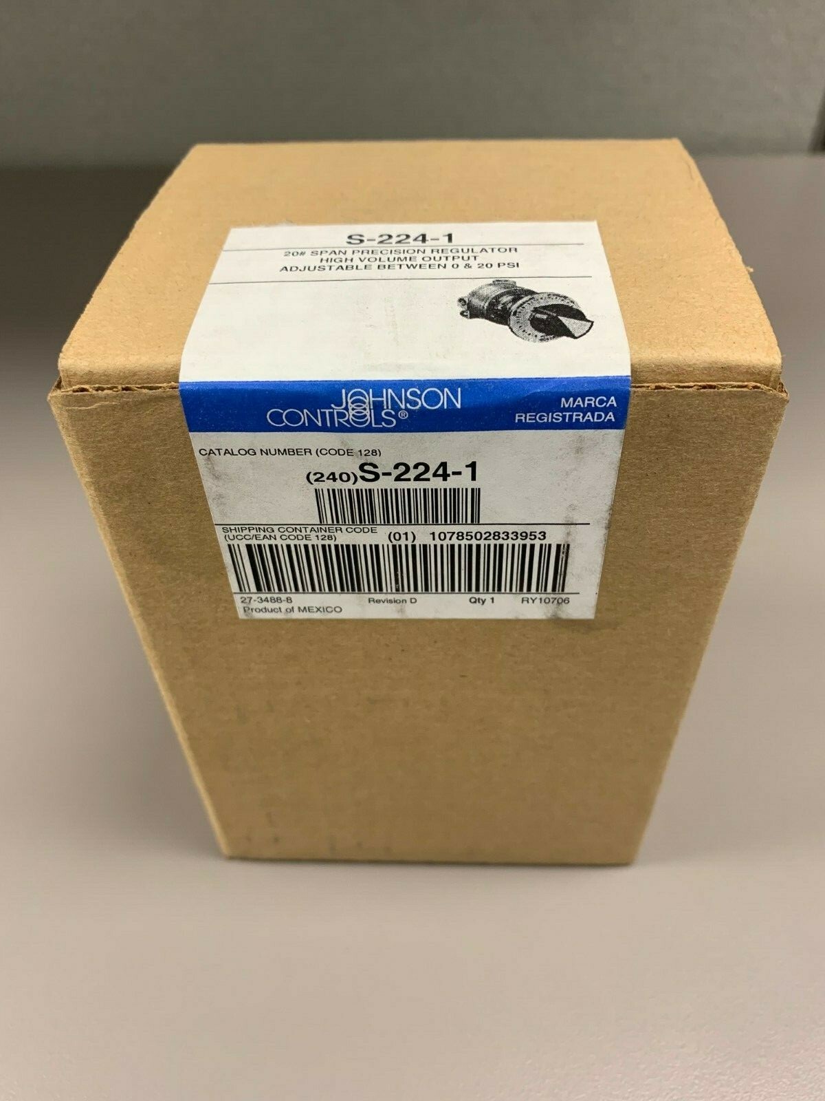 JOHNSON CONTROLS PNEUMATIC GRADUAL SWITCH 0-20PSI S-224-1 | eBay