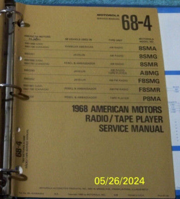 AMC American Motors Corp. Radio Service Manuals - 1968 to 1981 Motorola ...