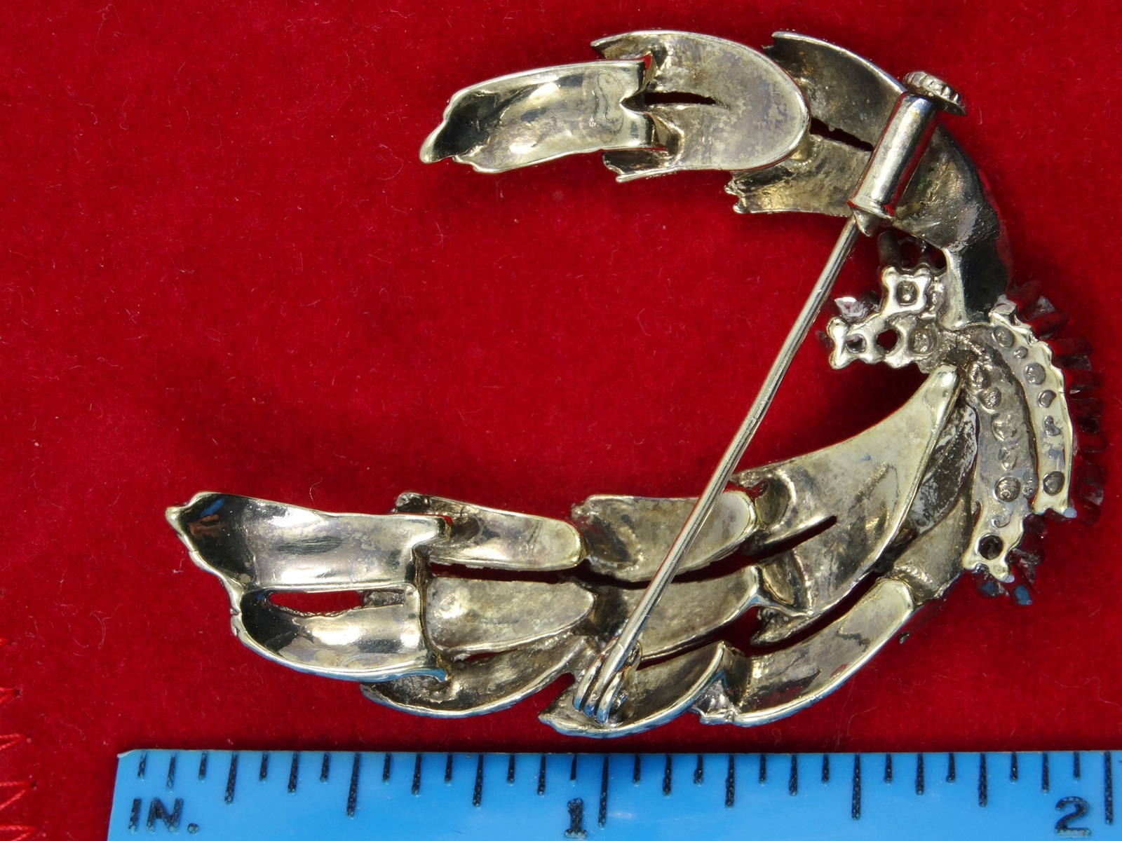 ANTIQUE EDWARDIAN WREATH DESIGN RHINESTONE JEWELED STERLING PIN BROOCH ...