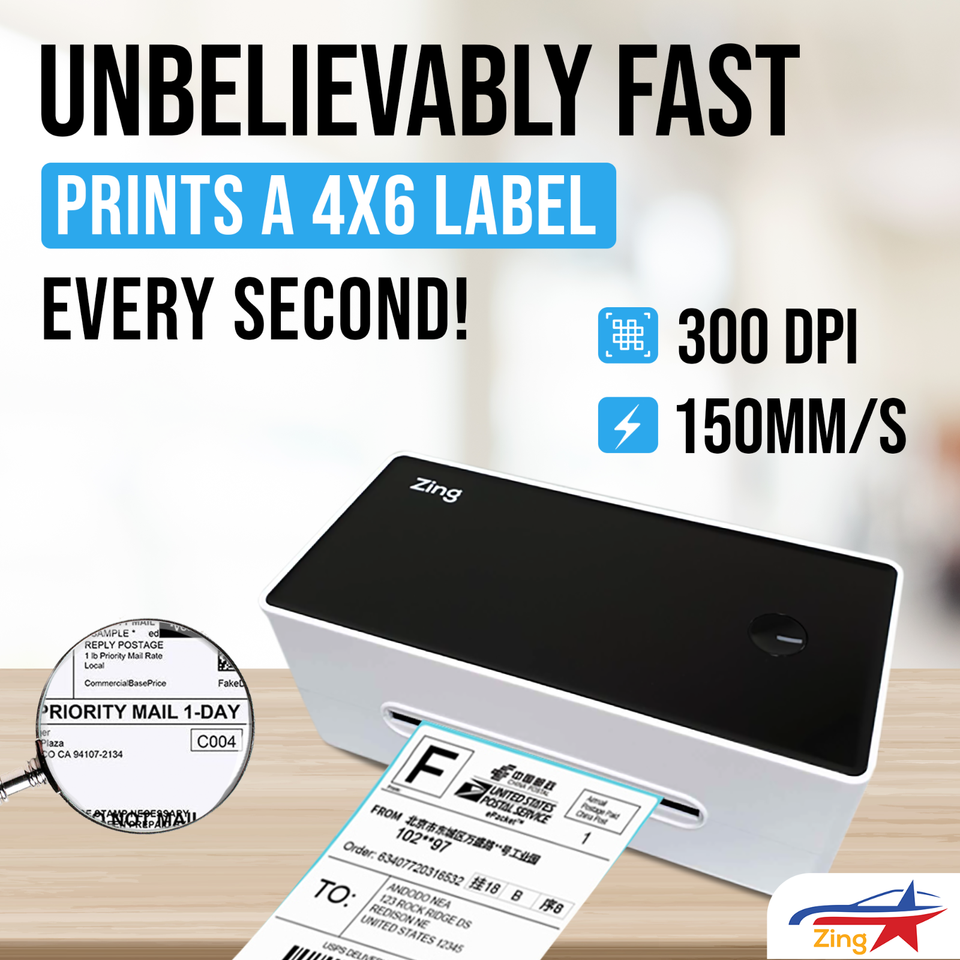 Zing® PRO Series 300DPI Thermal Label Printer Black Auto Print 150mm ...