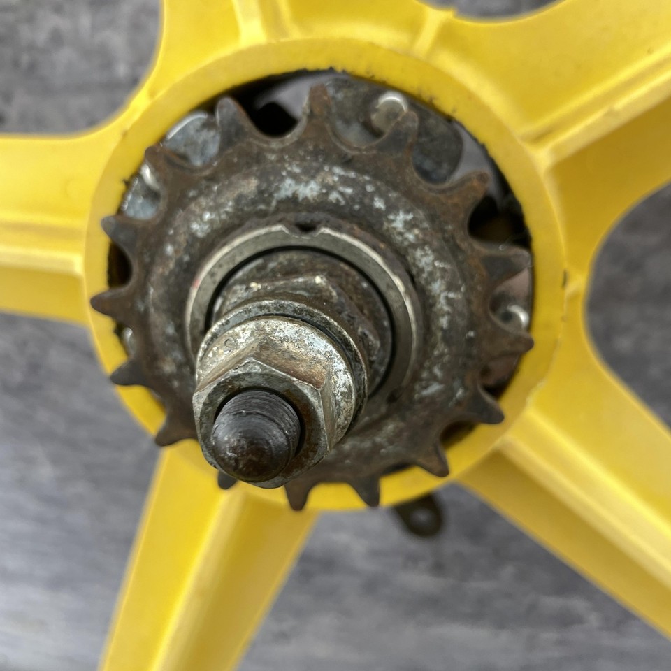 Skyway Tuff Wheel II BMX Mag Wheels 20 in Yellow Metal Flange Coaster ...