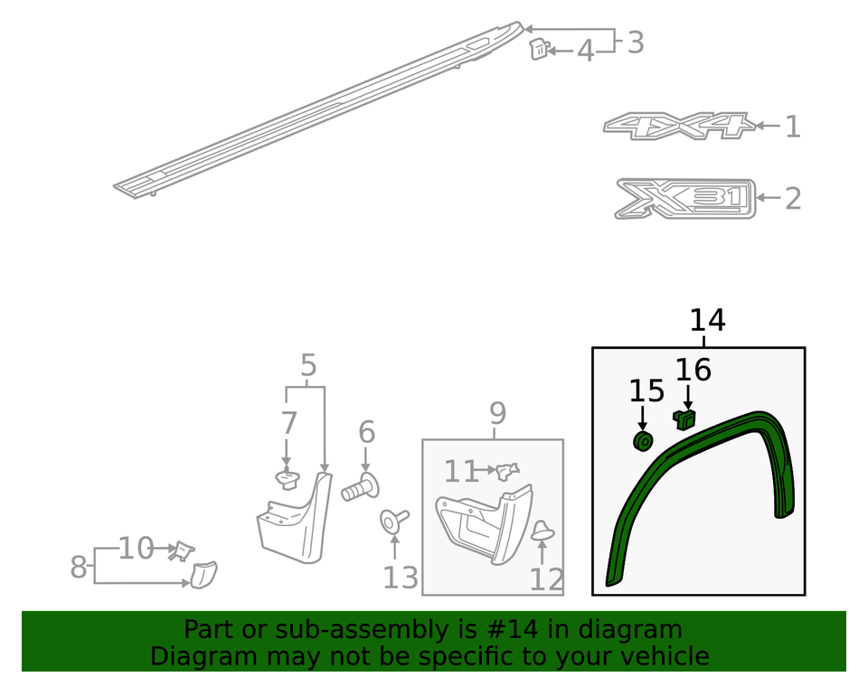 Genuine GM Rear Driver Side Wheel Opening Molding 23396047 | eBay