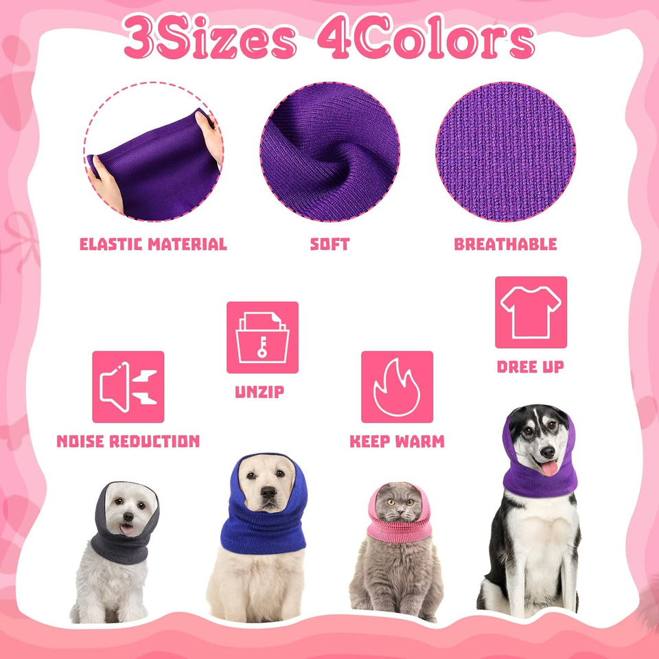 4 Pieces 3 Size Snoods for Dogs Pet Dog Ear Cover No Flap Wrap Dog ...