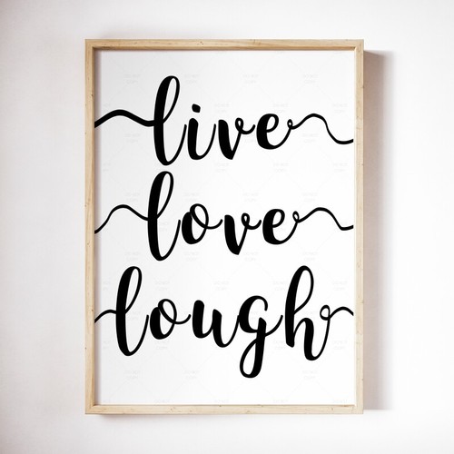 Live Love Laugh Typography Print, Motivational Quote Poster, A3 A4 Size ...