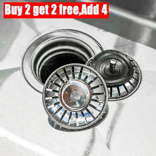 2X 80mm Metal kitchen sink strainer Basket Waste Plug Stopper Filter ...
