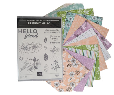 Stampin' Up FRIENDLY HELLO Stamp Set & 12x12 DSP Designer Series Paper ...