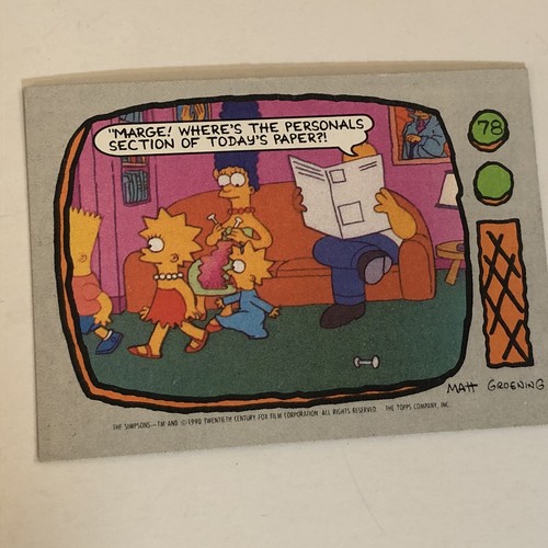 The Simpsons Trading Card 1990 #78 Homer Marge Bart Maggie & Lisa ...