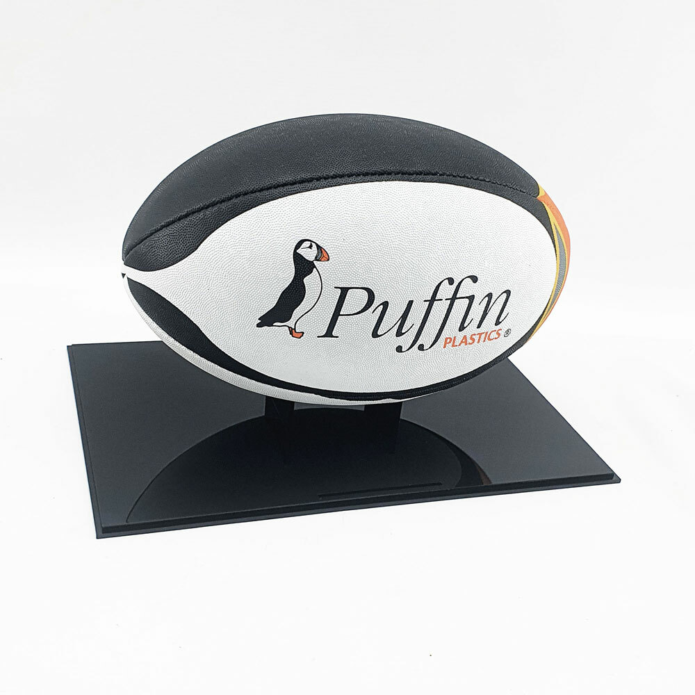 Perspex Rugby Ball Display Case - Black Base (Mirror Back) | eBay UK