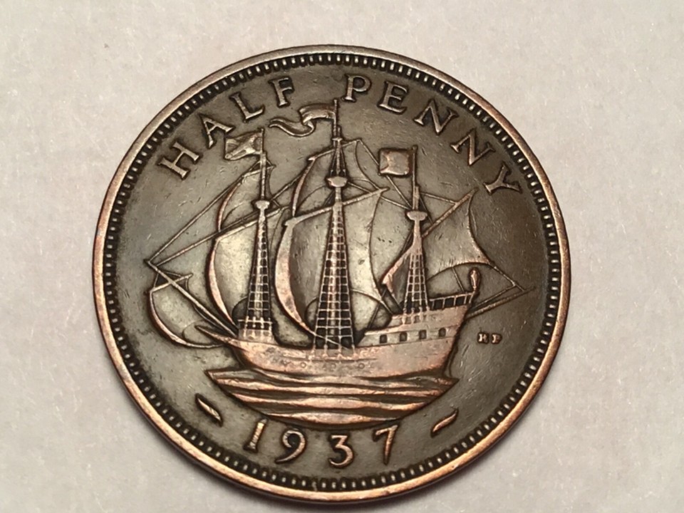 1937 Georgivs Vi d g br omn rex half penny | eBay